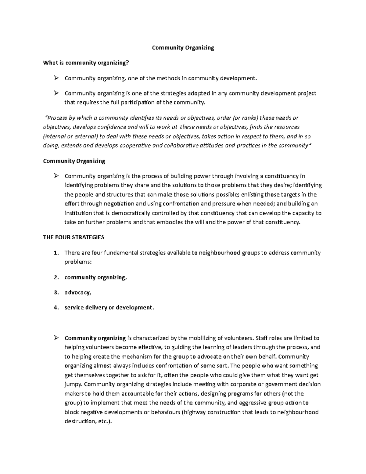 Community Organizing - Community organizing is one of the strategies ...