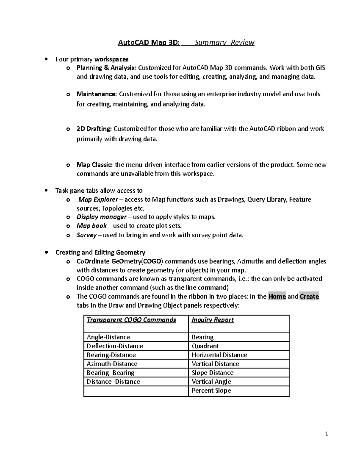 Auto CAD Map 3D Summary - bbs - AutoCAD Map 3D: Summary -Review Four ...