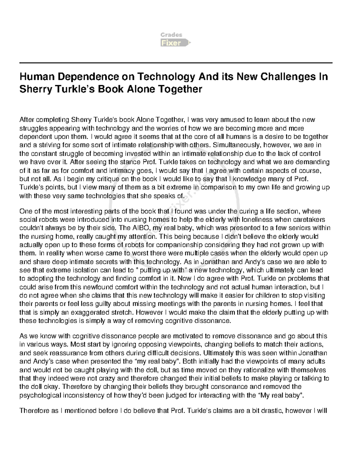 Human Dependence on Technology And its New Challenges In Sherry Turkle ...