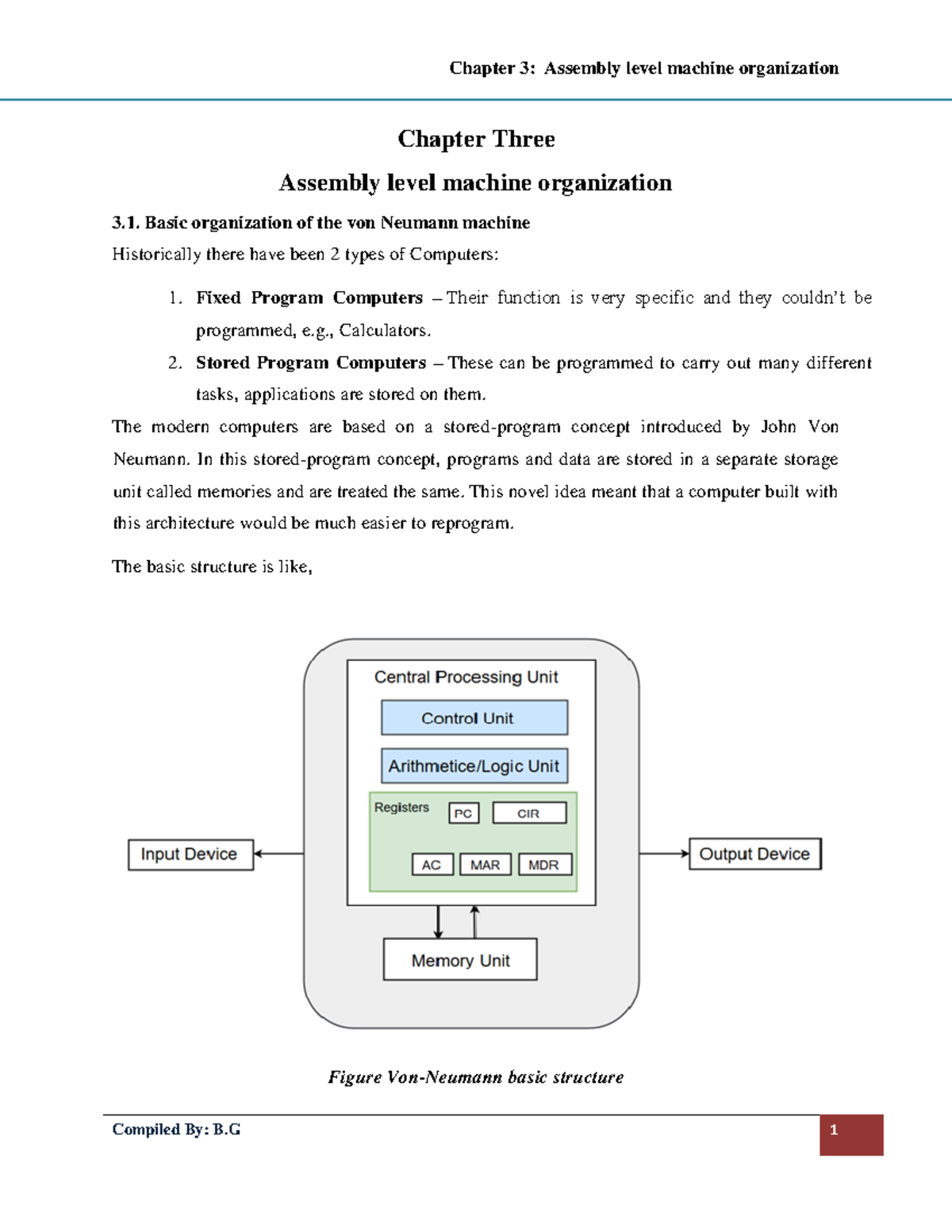 COA Chapter 3 - sdfffff - Chapter Three Assembly level machine organization Basic organization ...