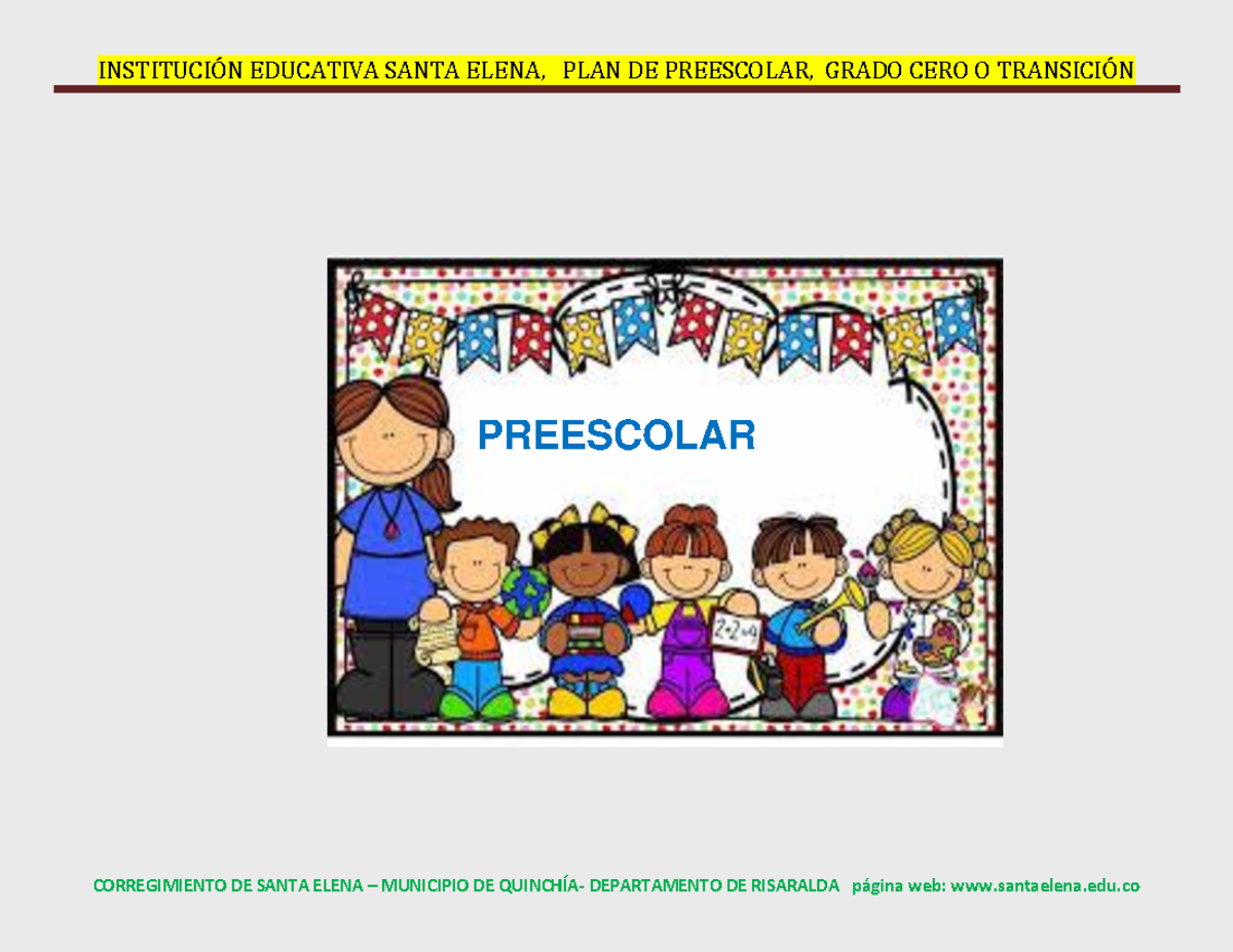 Plan de Preescolar - ....... - PREESCOLAR INSTITUCIÒN EDUCATIVA SANTA ...