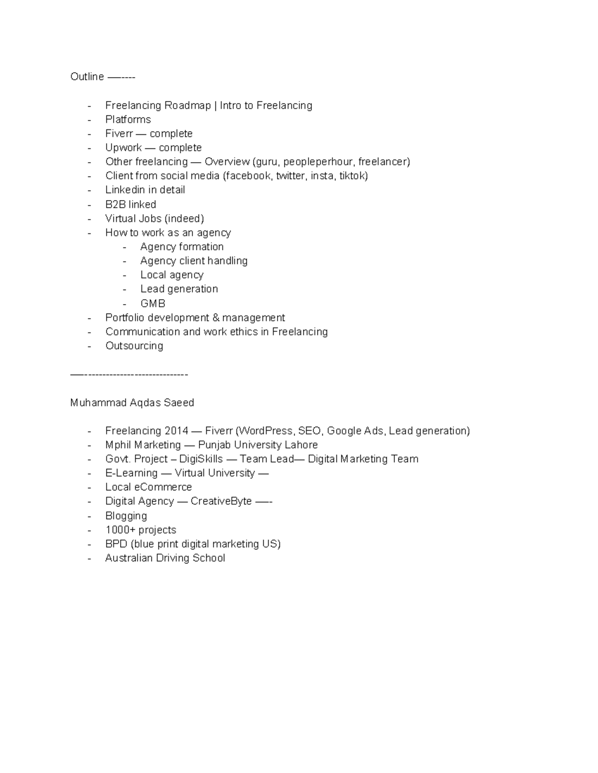 Freelancing 7 - 10 - practical - Outline —- Freelancing Roadmap | Intro ...