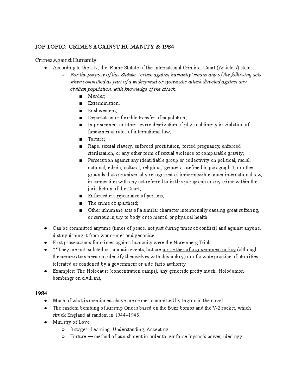 Business IOP #1 - IOP TOPIC: CRIMES AGAINST HUMANITY & 1984 Crimes ...