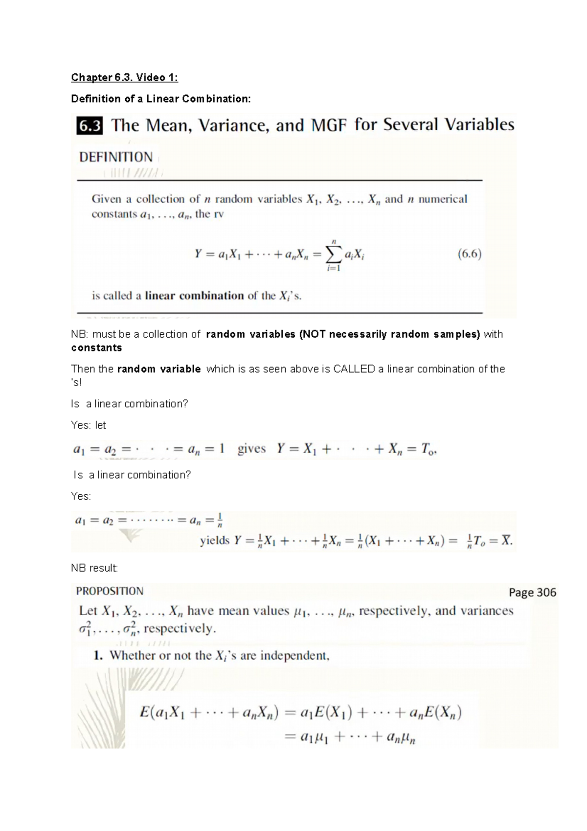 6.3 video 1 - Summaries of the course material. I do not own any of the ...