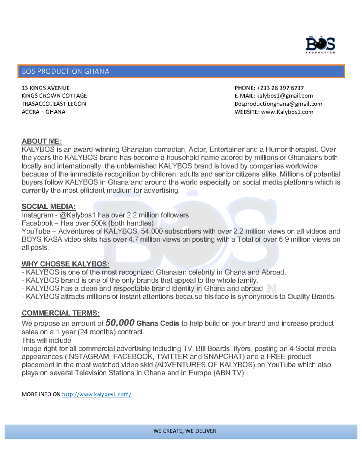Kalybos Brand Proposal - current - BOS PRODUCTION GHANA 13 KINGS AVENUE ...