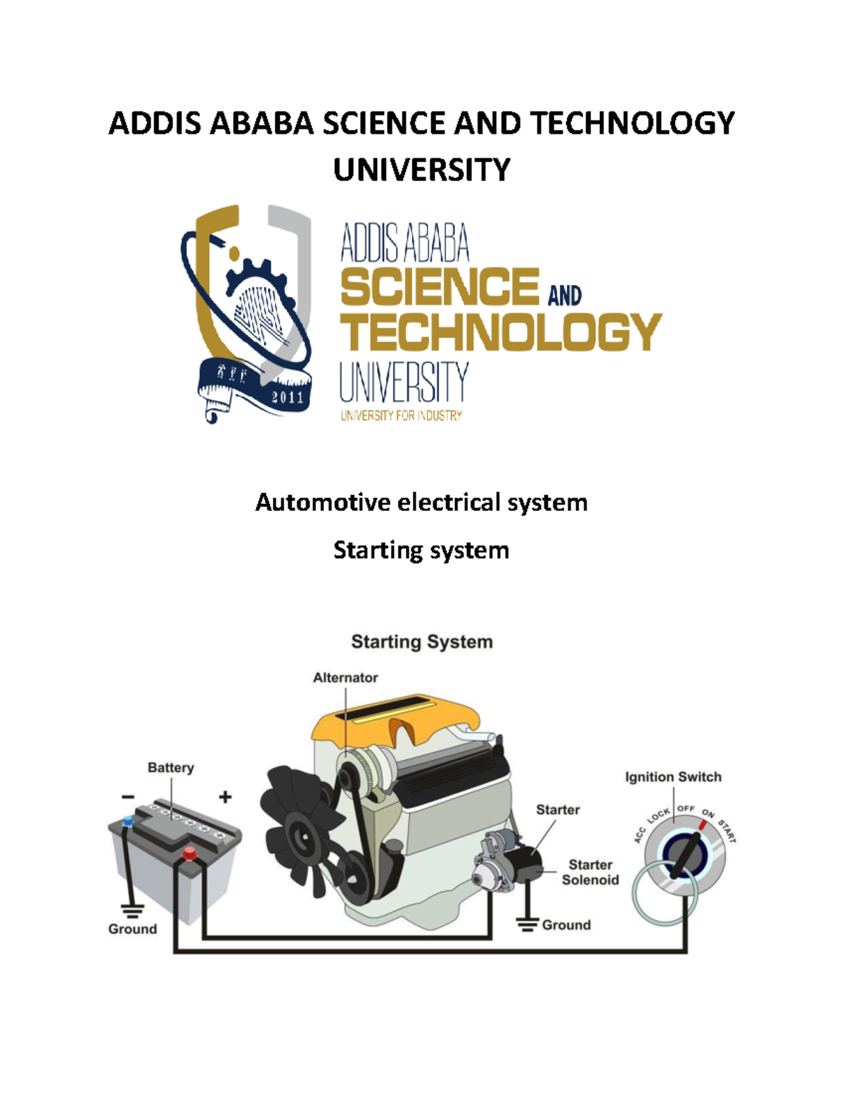 Introduction AES merged - ADDIS ABABA SCIENCE AND TECHNOLOGY UNIVERSITY Automotive electrical ...