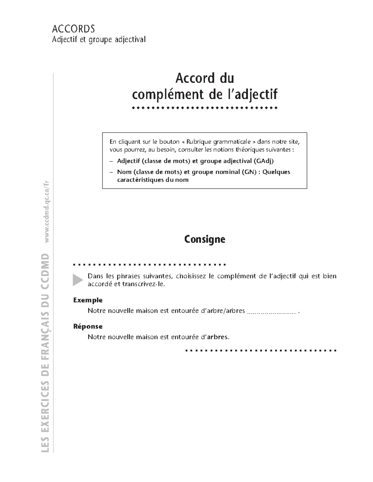 LIN1002-Adjectif-EX-Accord du complément de l'adj - COMPLÉMENT DE L ...