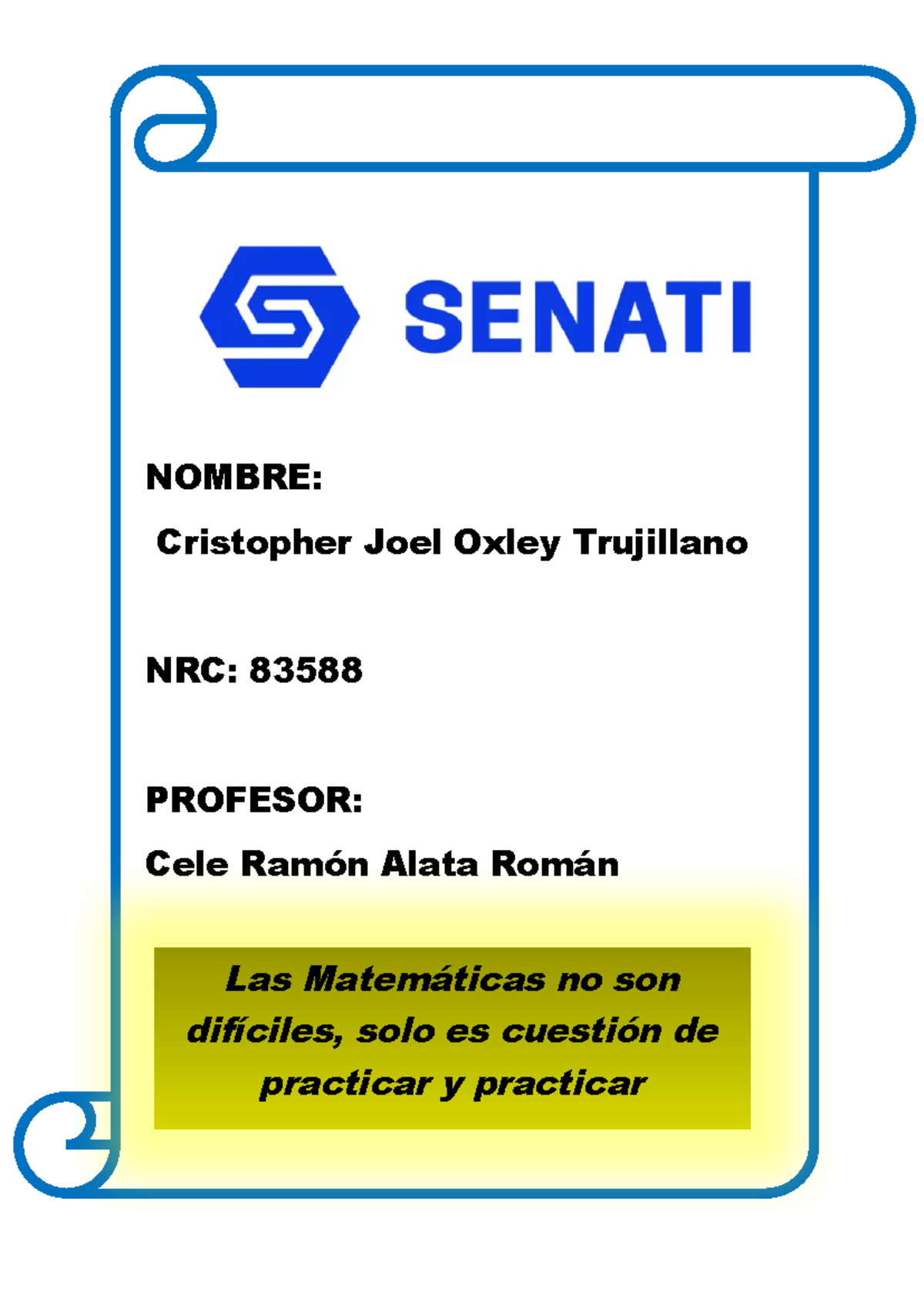 Entregable 02 Matematica - matematicas - NOMBRE: Cristopher Joel Oxley ...