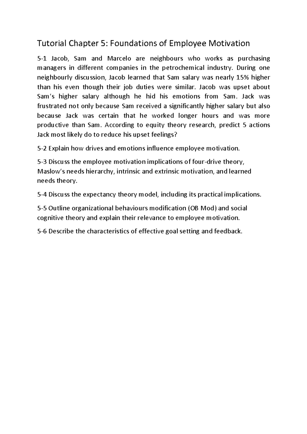 MGT 430 TUTO CHAP 5 - MGT430 tutorial chapter 5 - Tutorial Chapter 5 ...
