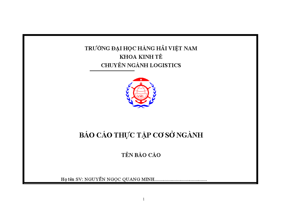BÁO CÁO TT CSN DHHH VN - TRƯỜNG ĐẠI HỌC HÀNG HẢI VIỆT NAM KHOA KINH TẾ ...