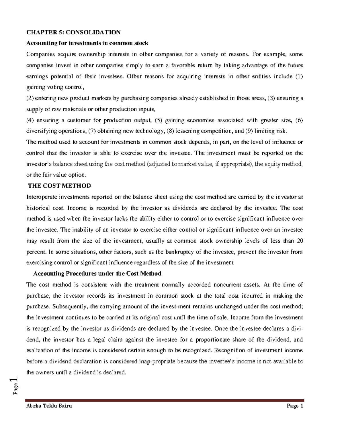 Chapter 5 Advanced - It is for third year students. - Page 1 CHAPTER 5: CONSOLIDATION Accounting ...