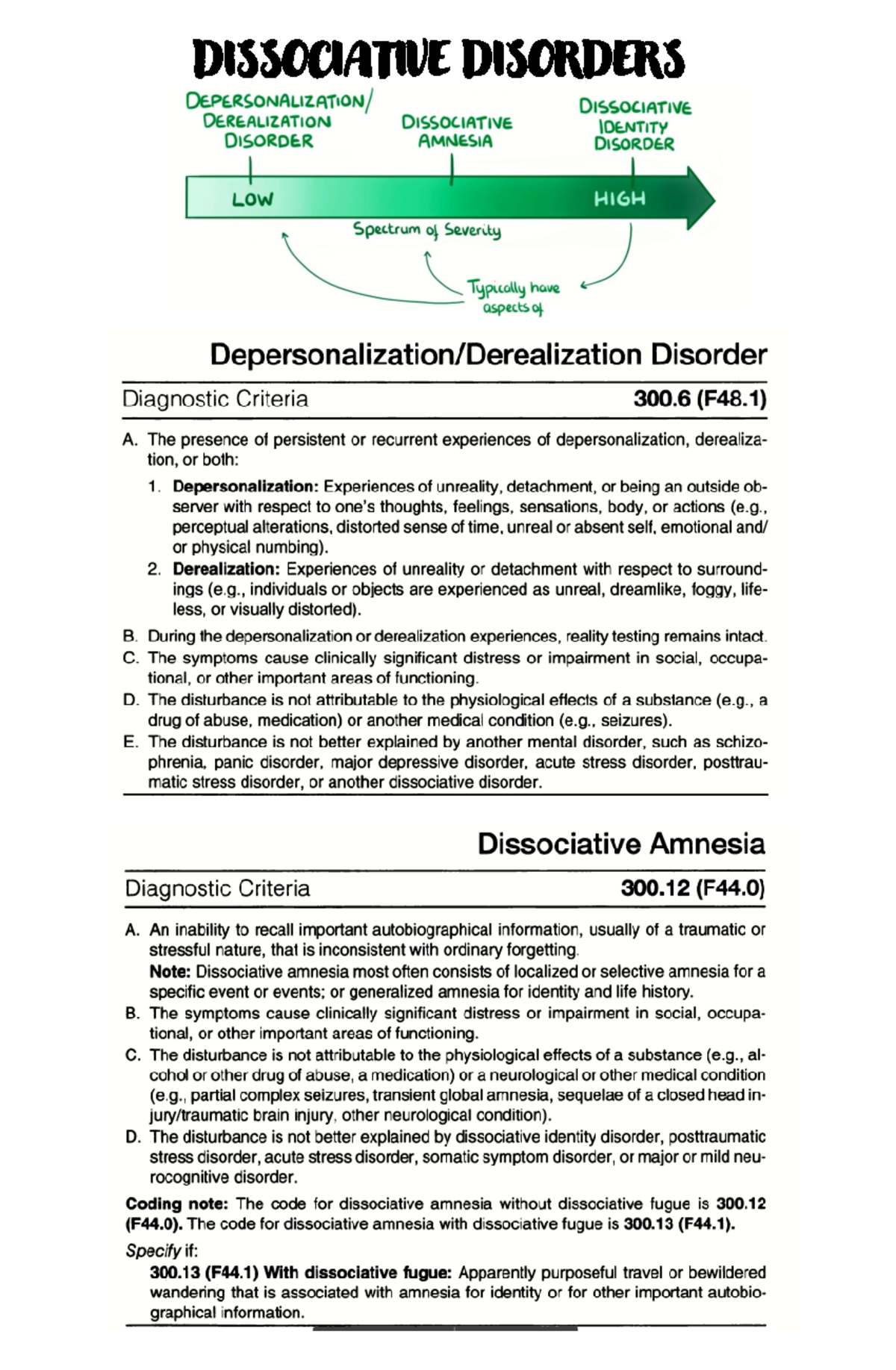 CHAP 6 - DSM Criteria Dissociative Disorders AND Somatic Symptom AND ...