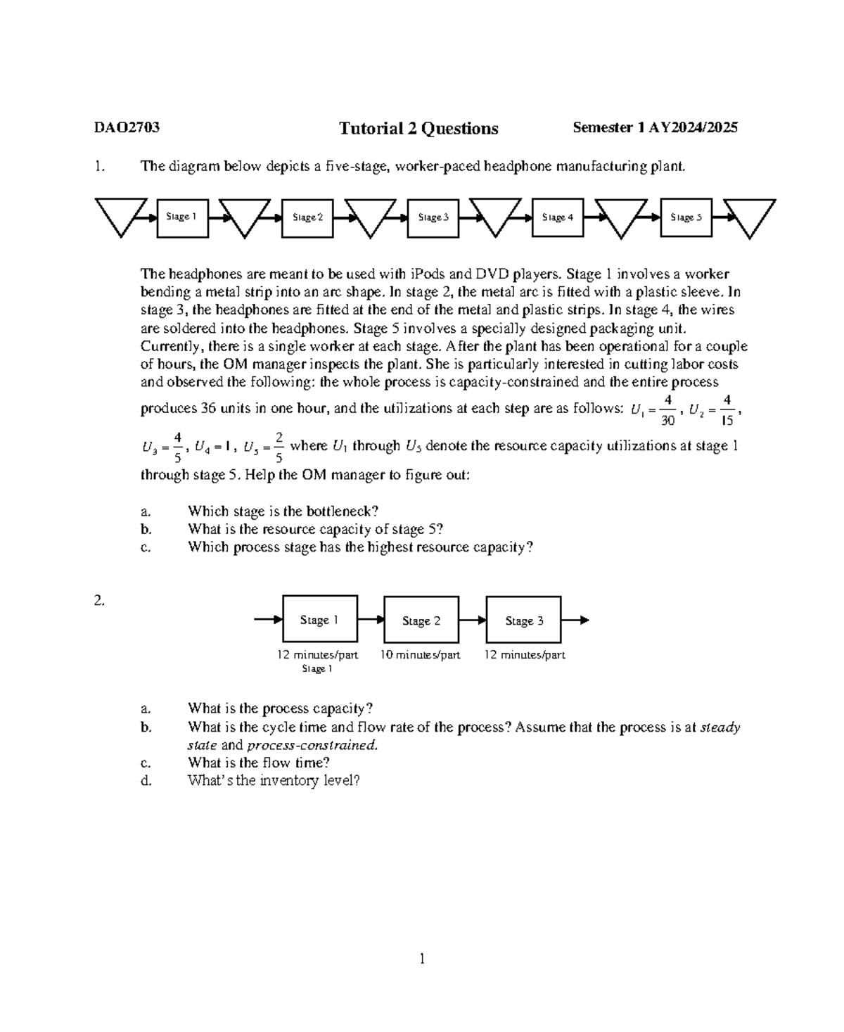 Tutorial 2 Questions - DAO2703 Tutorial 2 Questions Semester 1 AY 2024 /202 5 The diagram below ...