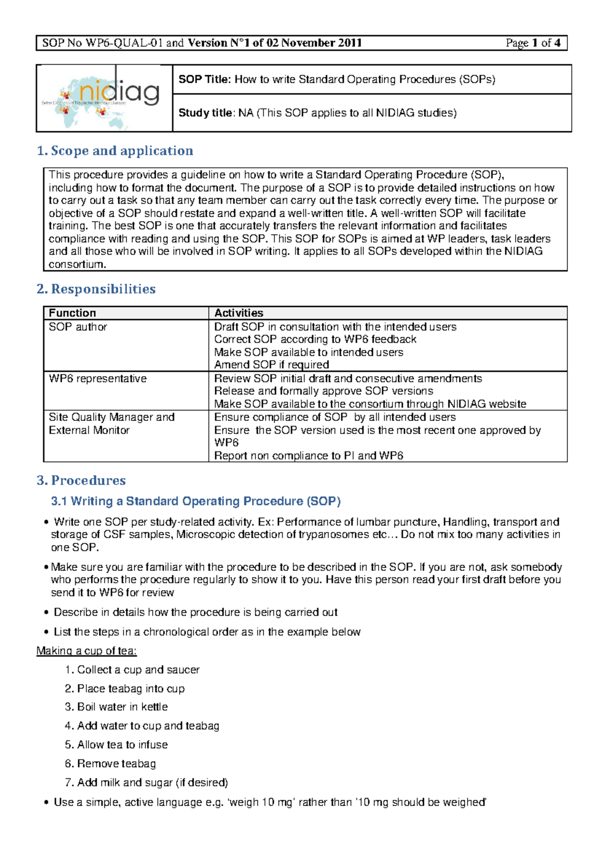 Journal.pntd - SOP layout - SOP No WP6-QUAL-01 and Version N°1 of 02 ...