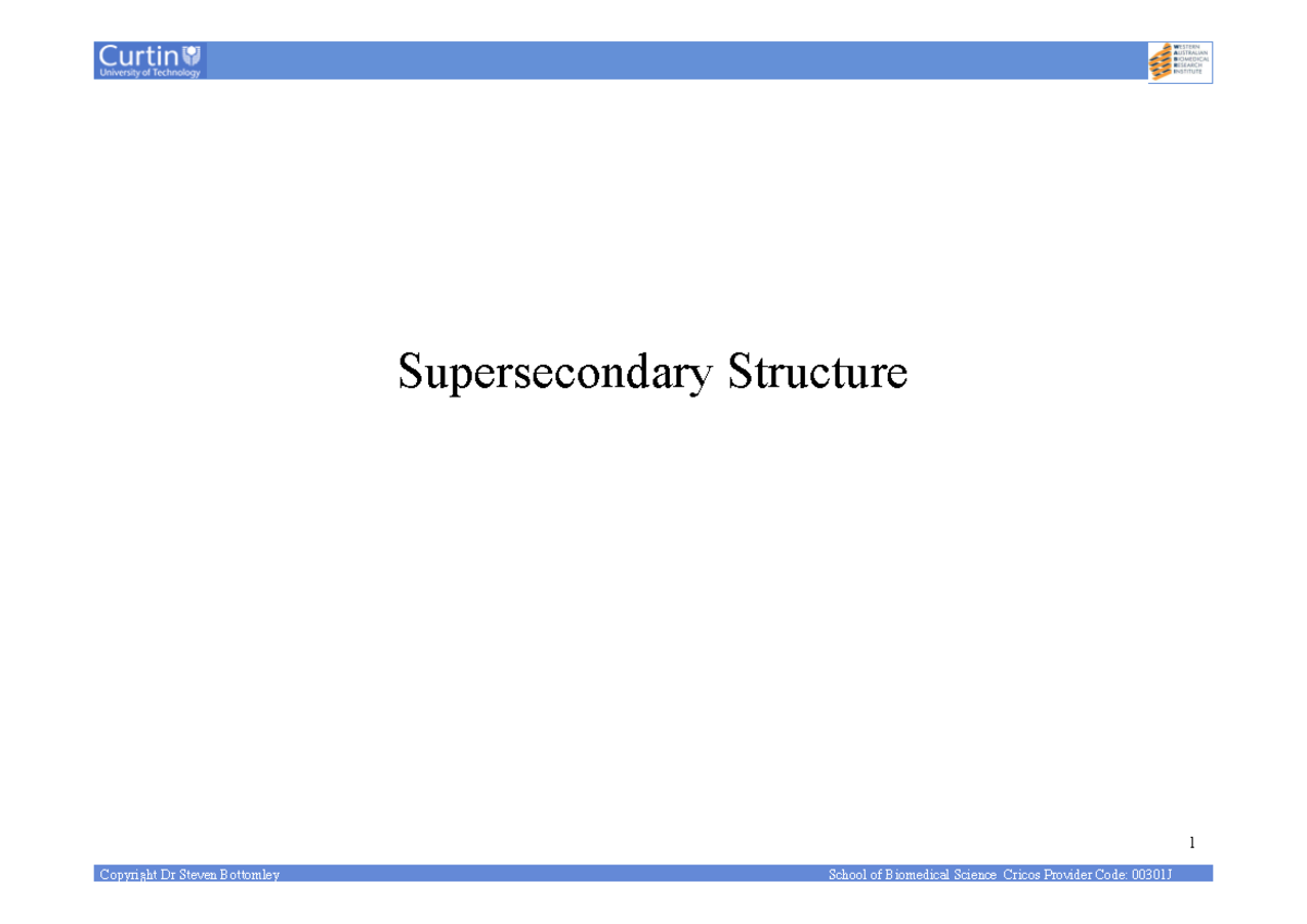 Supersecondary Structure - 1 Supersecondary Structure Superseconday ...