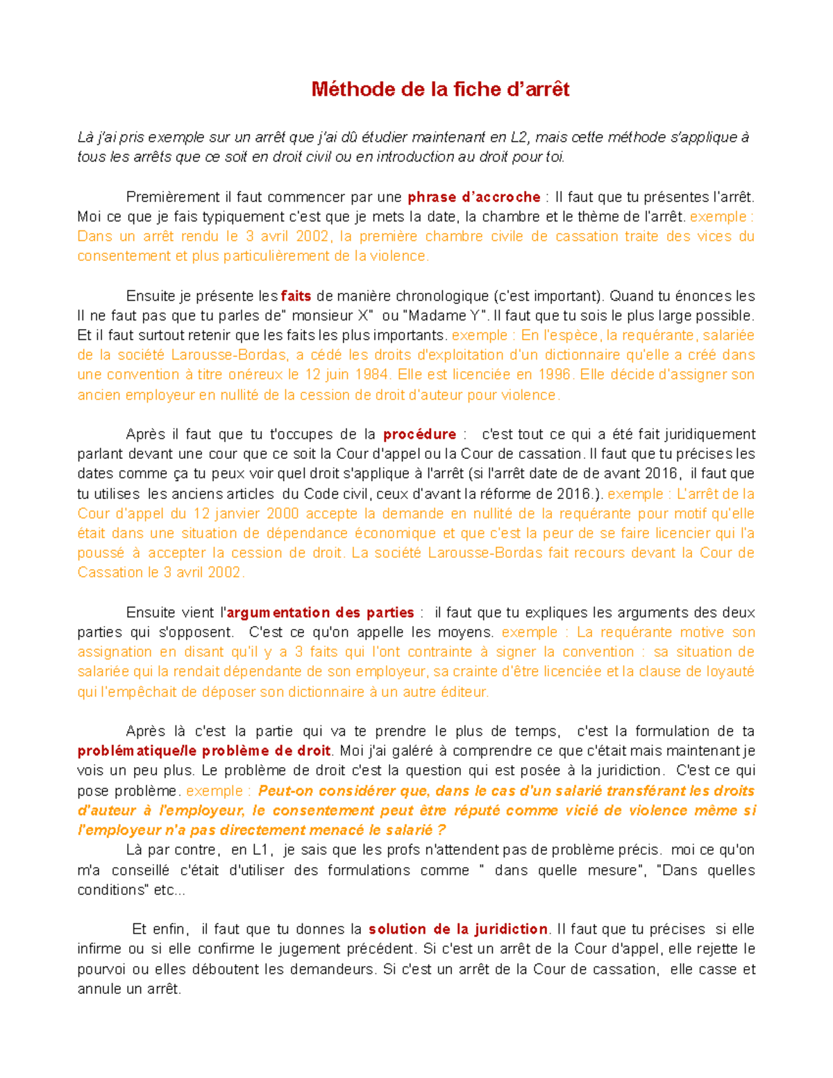 La Fiche D’Arrêt Exemple – Exemple Fiche D’Arret Droit – ZYKNPS