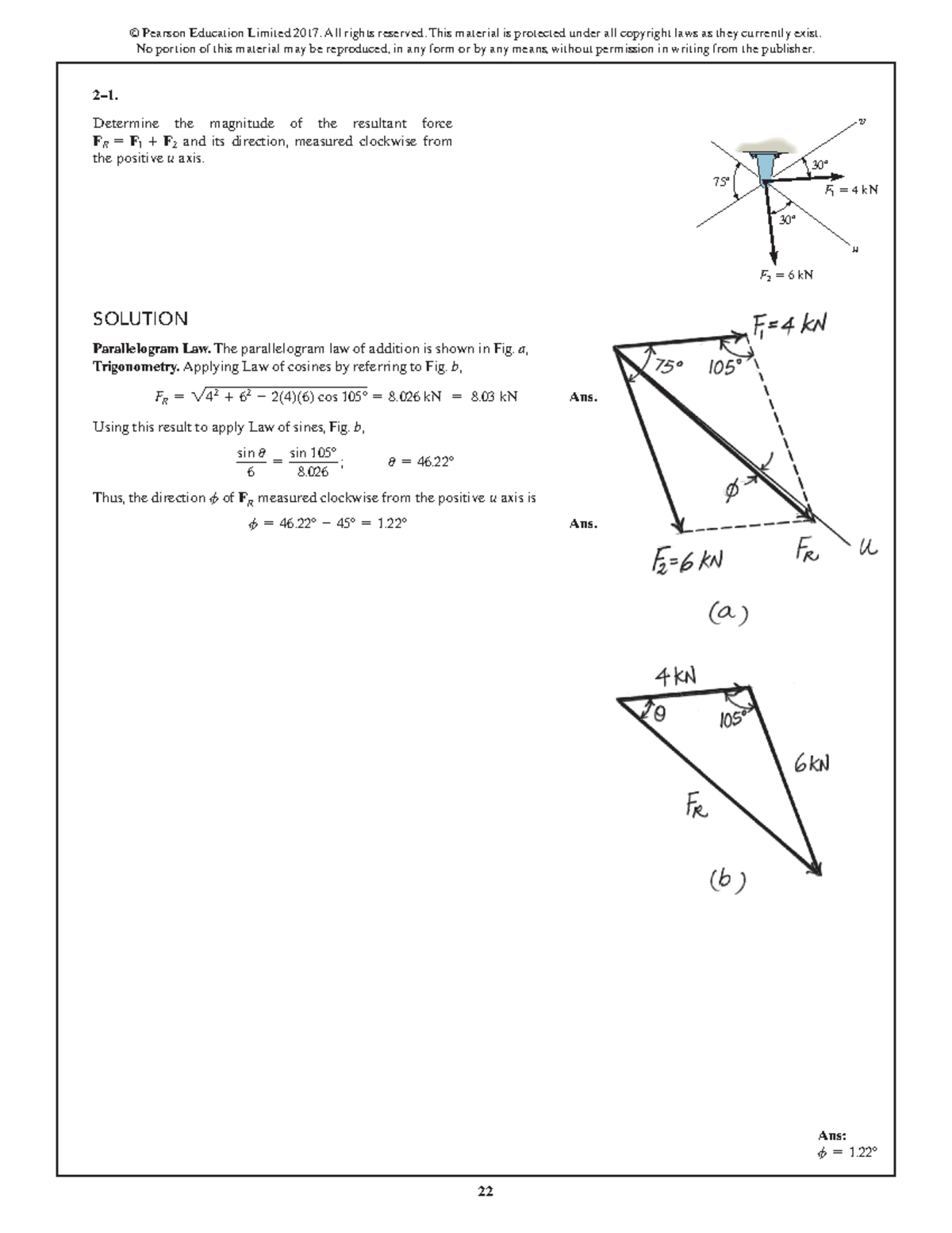 CH#2 - CH#2 - Ans: f = 1° Solution Parallelogram Law. The parallelogram law of addition is shown ...