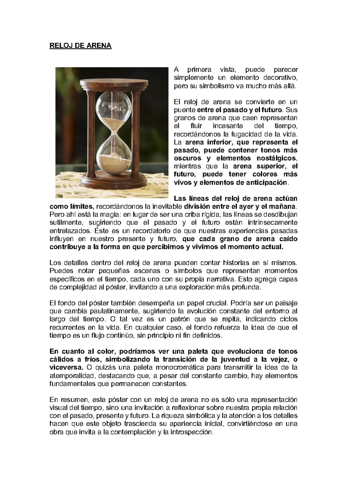 Reloj DE Arena - Un trabajo sobre un objeto - RELOJ DE ARENA A primera ...