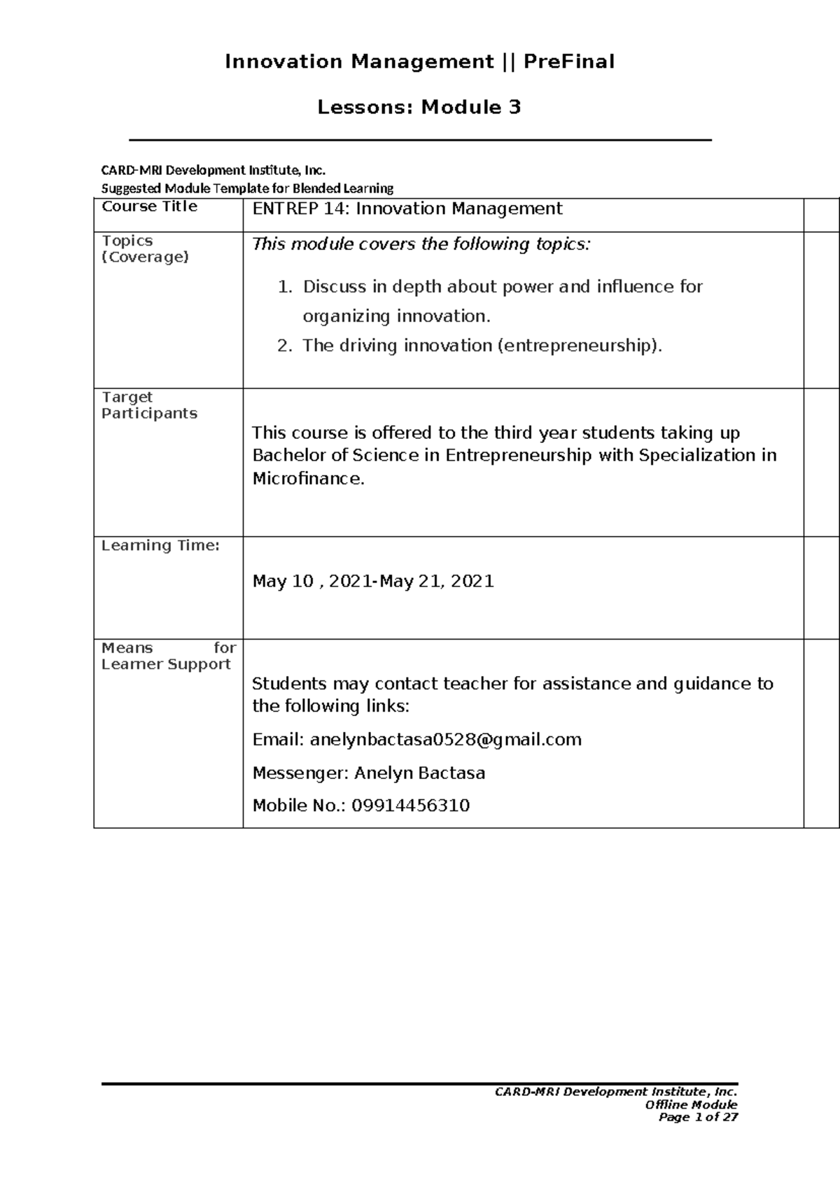 IM Prefinal MOdule - Lessons: Module 3