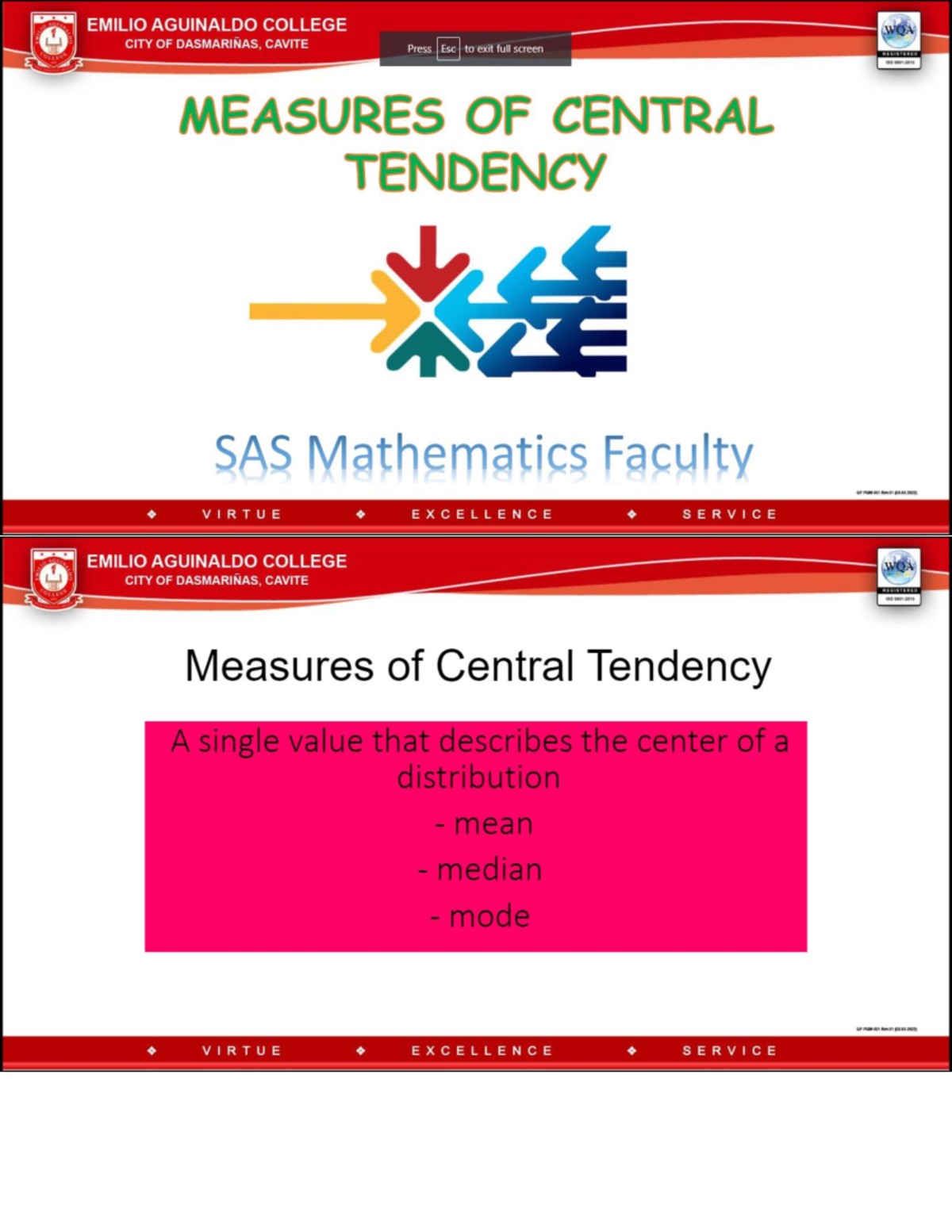 Measures OF Central Tendency - Medical Technology - Studocu