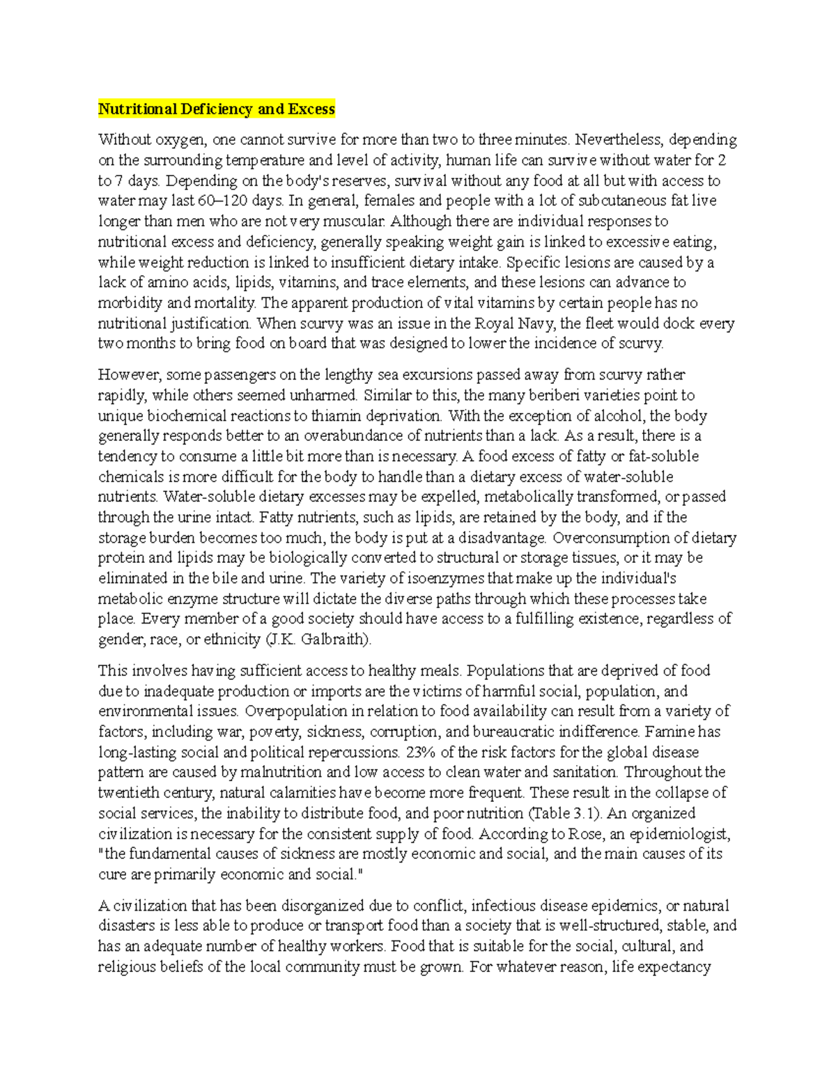 Nutritional Deficiency and Excess - Nutritional Deficiency and Excess ...