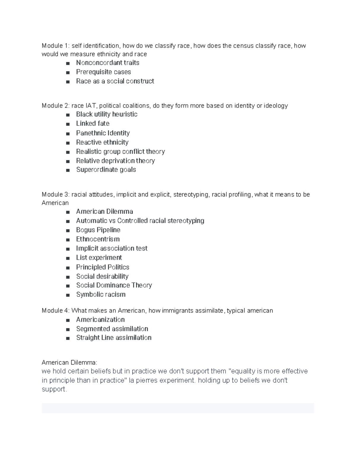 PS201 Exam 1 Study Guide - Module 1: self identification, how do we ...