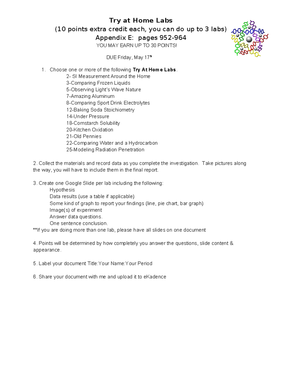 638500958358316007 HP Spring Extra Credit Labs - Try at Home Labs (10 points extra credit each ...