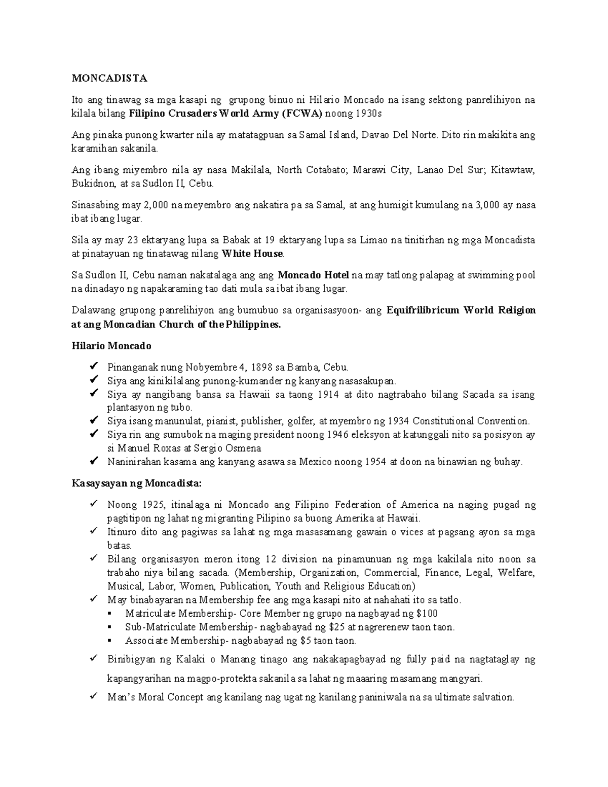 Moncadista - MONCADISTA Ito ang tinawag sa mga kasapi ng grupong binuo ...