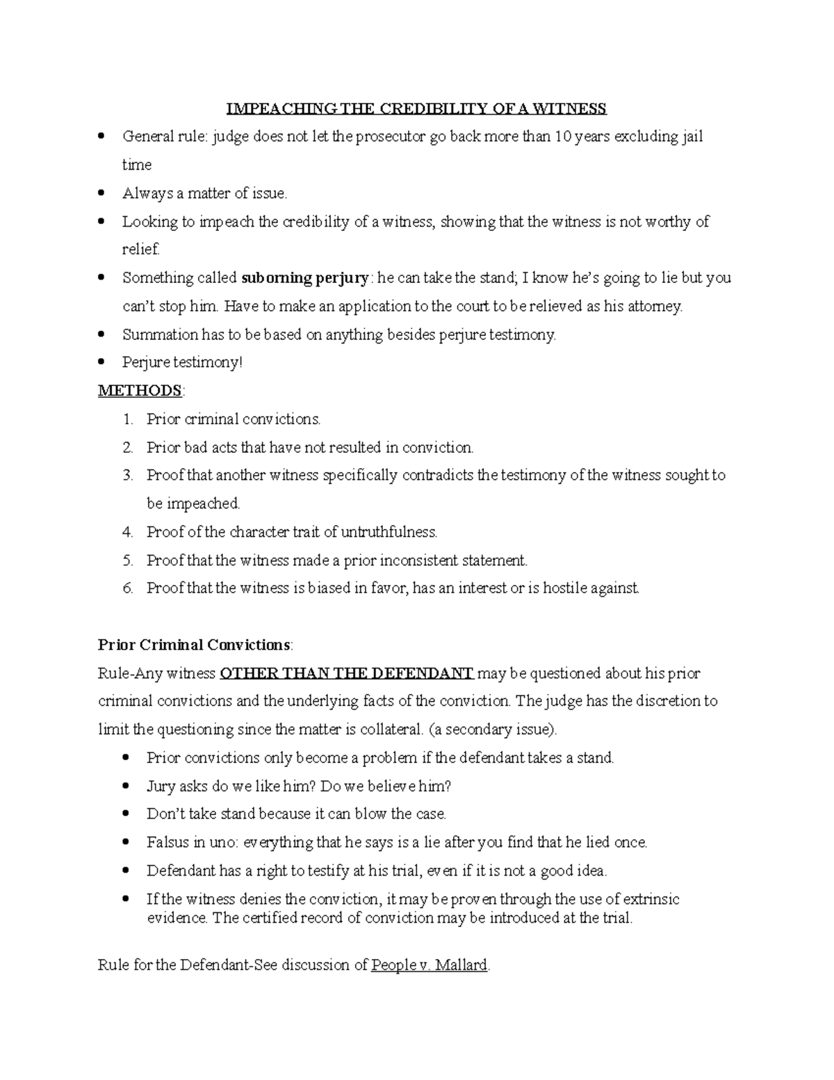 Notes-4 - Lecture notes 4 - IMPEACHING THE CREDIBILITY OF A WITNESS ...
