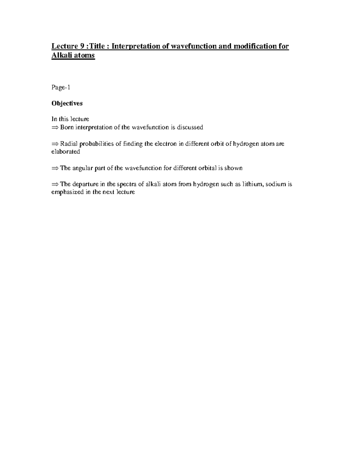 Lecture 9 Atom Lecture 9 Title Interpretation Of Wavefunction