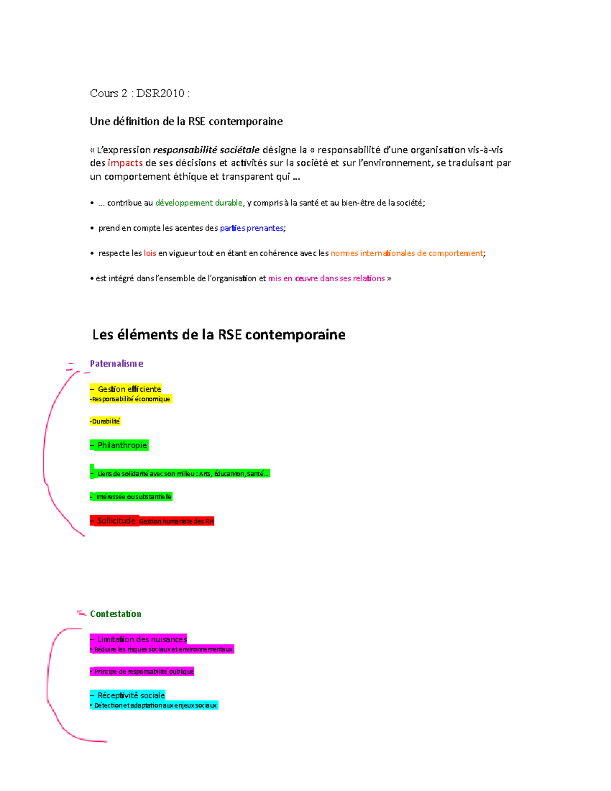 Cours 2 - SÉANCE 2 - Cours 2 : DSR2010 : Une d́iniion de la RSE ...