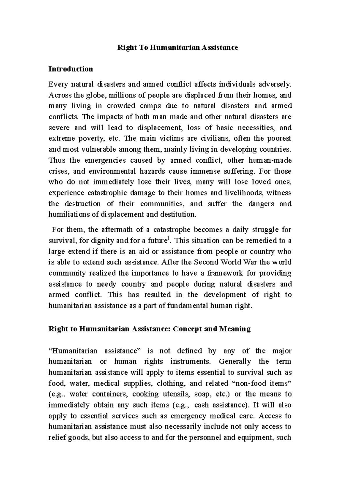 Right To Humanitarian Assistance - Right To Humanitarian Assistance ...