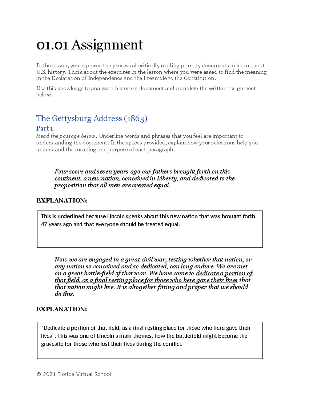 01 01 assignment - 01 Assignment In the lesson, you explored the process of critically reading ...