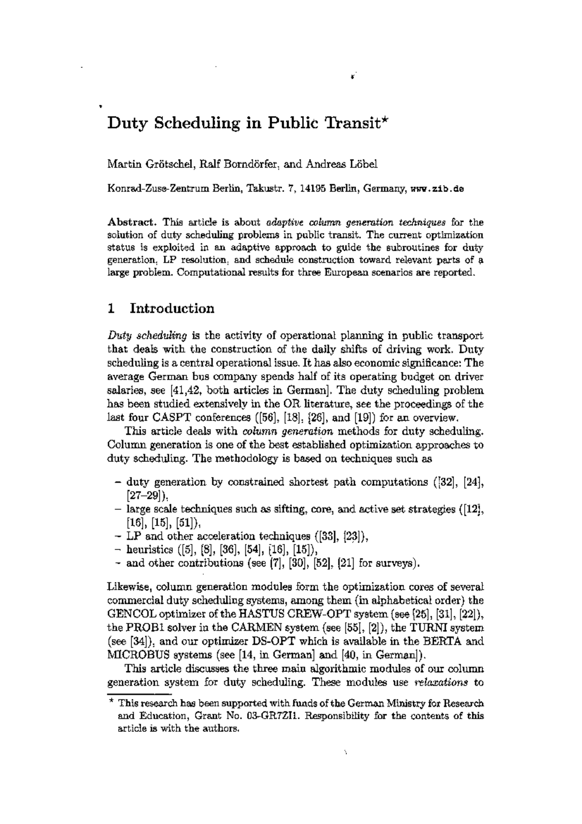 Duty Scheduling in Public Transit - f ####### Duty Scheduling in Public ...