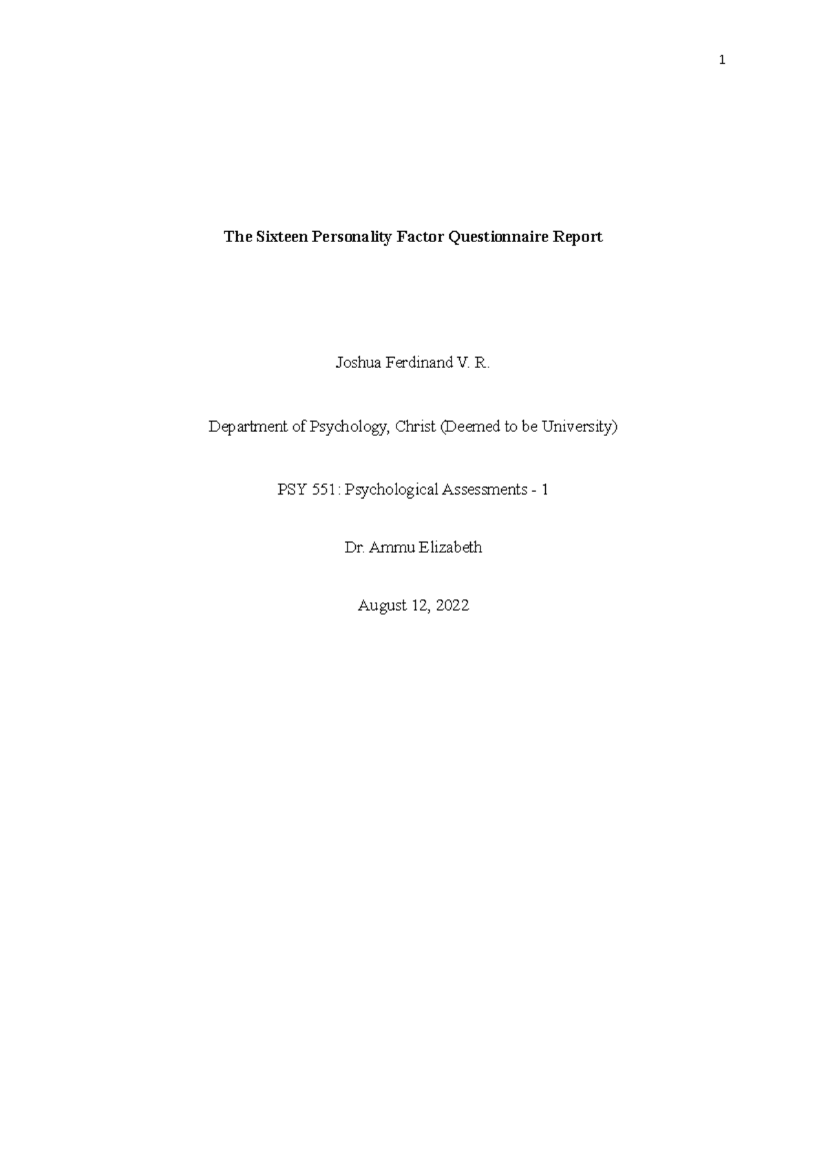 16 PF CIA 1 - 16 PF report - The Sixteen Personality Factor ...