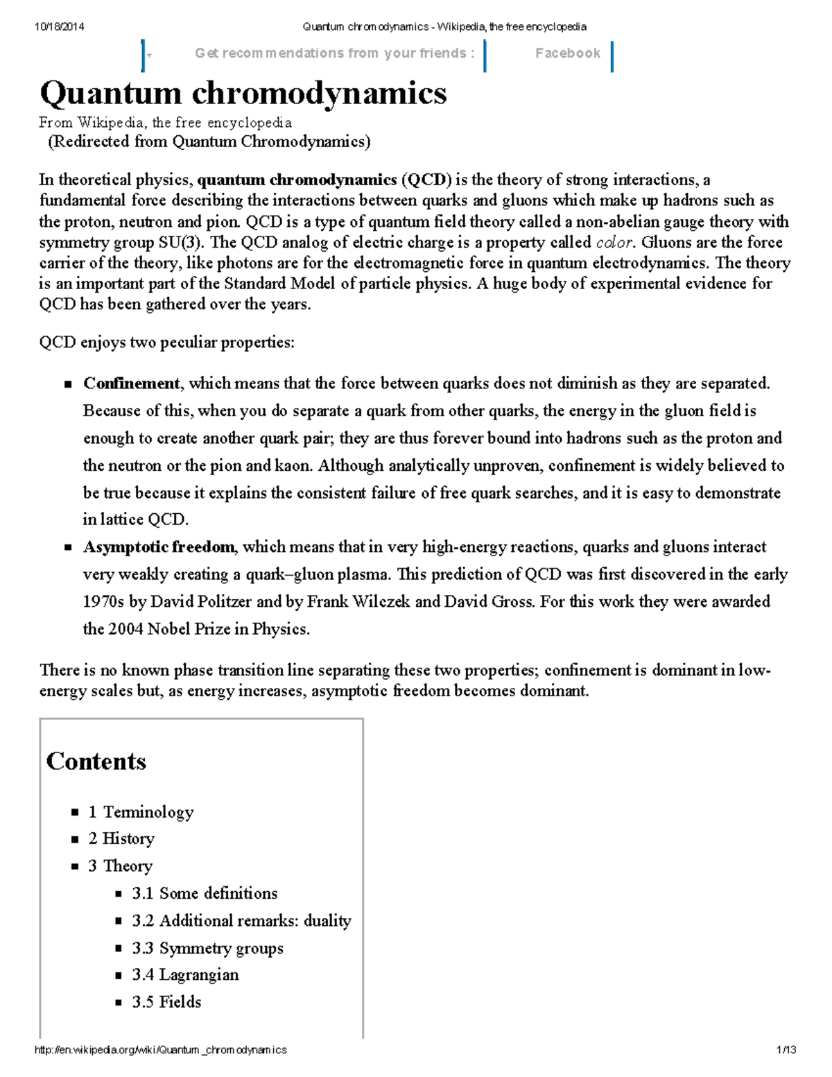 Quantum chromodynamics - Wikipedia, the free encyclopedia - Quantum ...