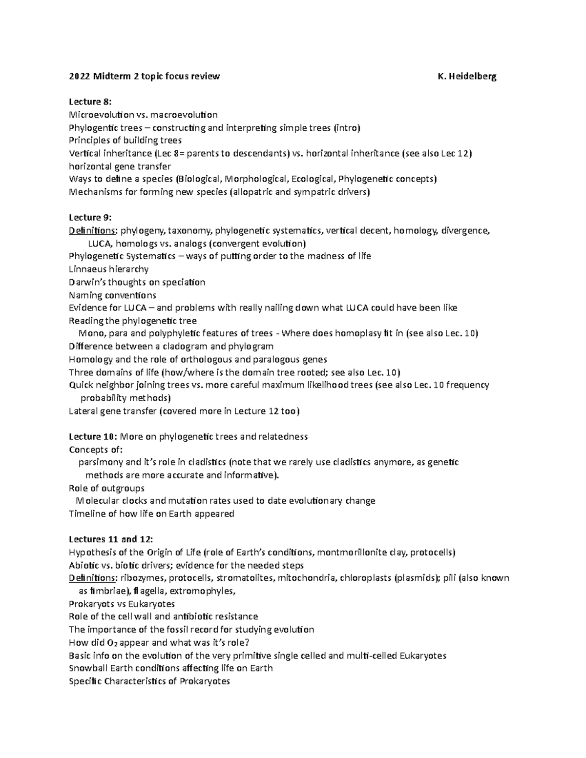 2022 Midterm review study guide - 2022 Midterm 2 topic focus review K ...