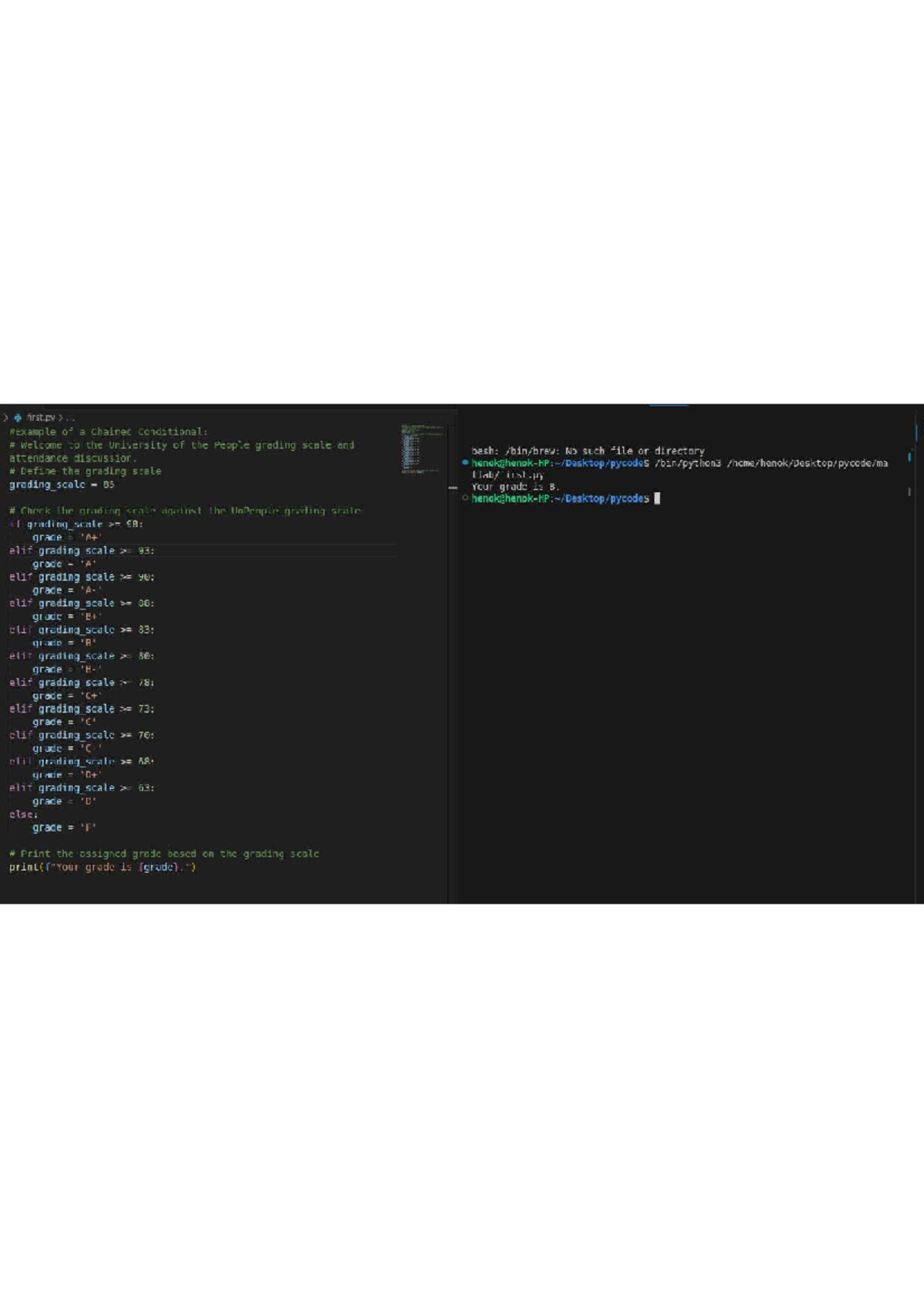 Example - first of a Chained Conditional: Welcome to the University of ...