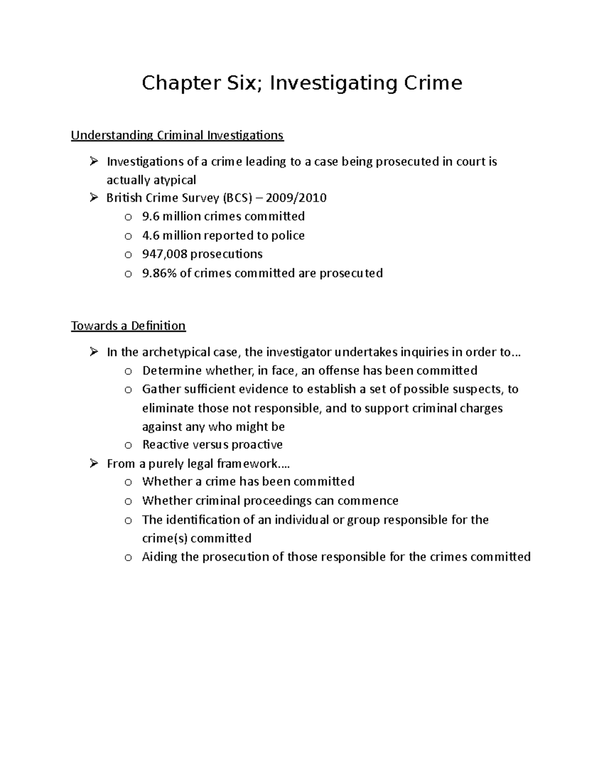 Chapter Six; Understanding Criminal Investigations - Chapter Six ...