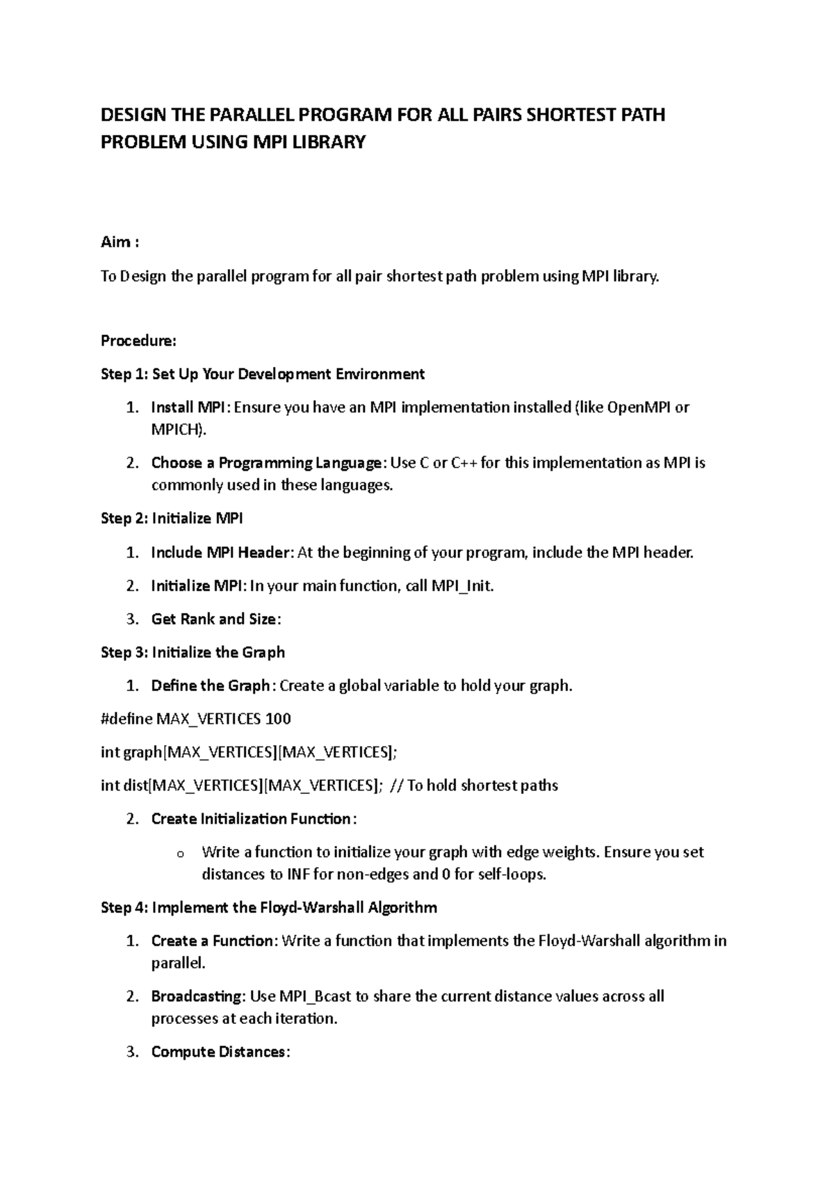 Mpi Library Ml Predict Design The Parallel Program For All Pairs Shortest Path Problem Using