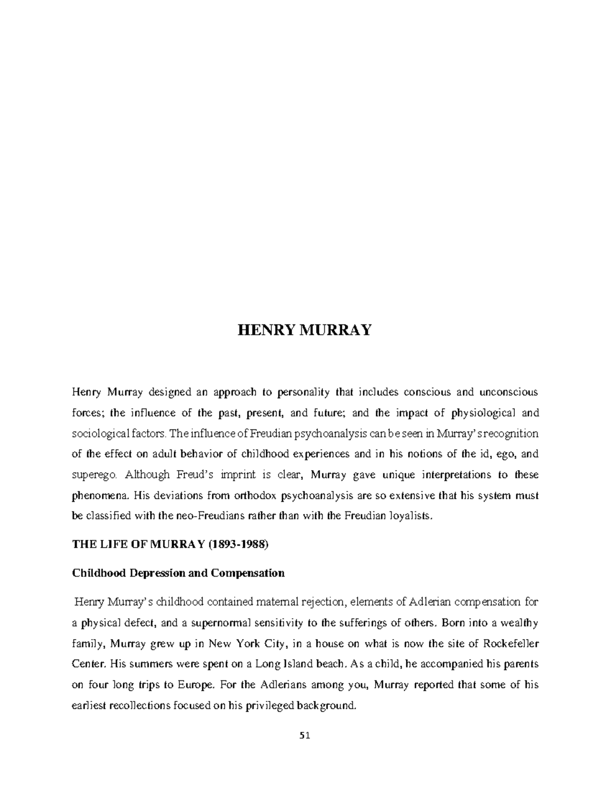Henry murray - HENRY MURRAY Henry Murray designed an approach to ...