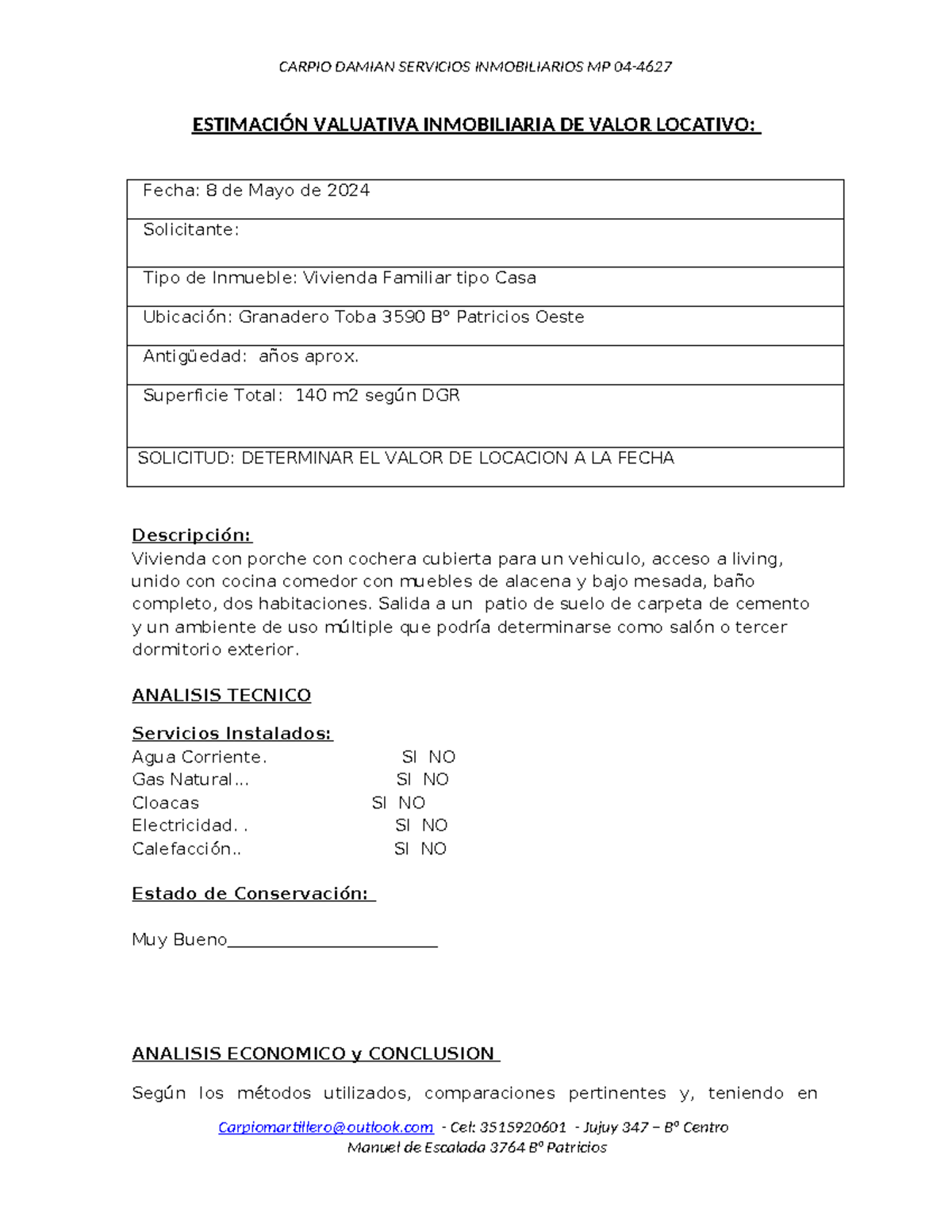 Estimacion Locacion - modelo de tasacion comercial - CARPIO DAMIAN ...