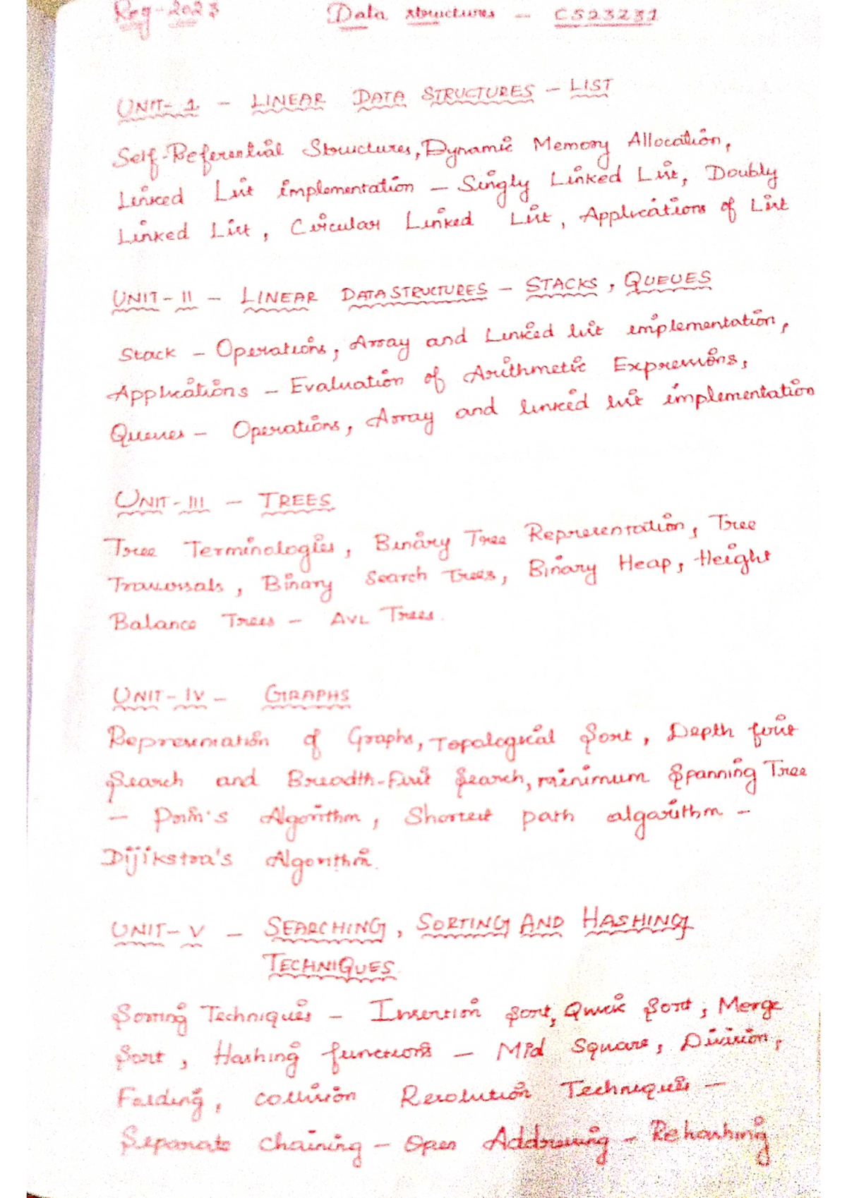 Data Structurenotes - Data Structures - Studocu