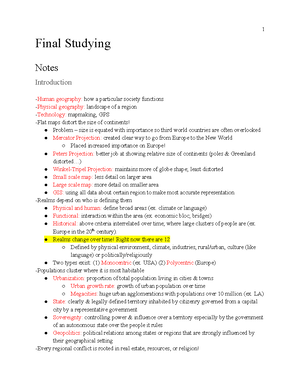 Human GEO Midterm - for studying - Human Geo Notes Chapters 1- Chapter ...