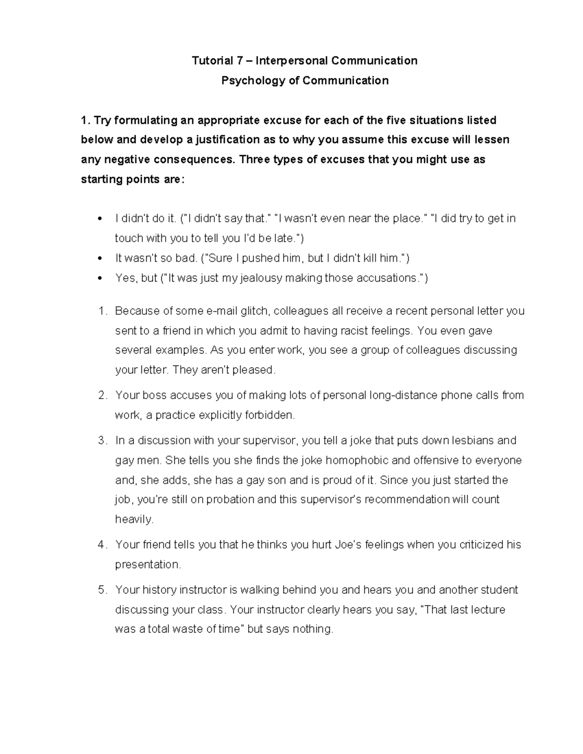 Interpersonal Communication - Tutorial 7 – Interpersonal Communication ...