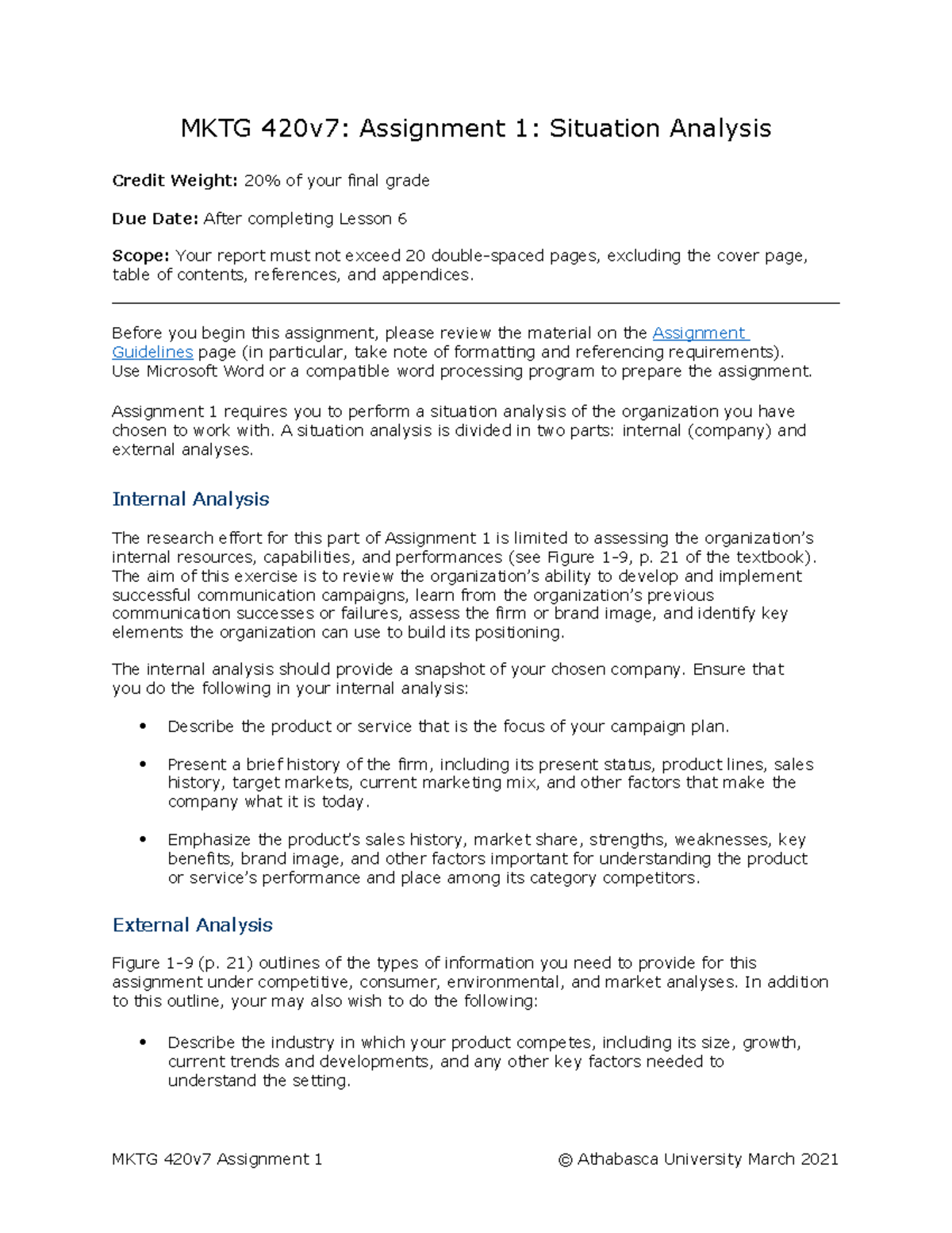 MKTG420v7 Assignment 1 - Before you begin this assignment, please ...