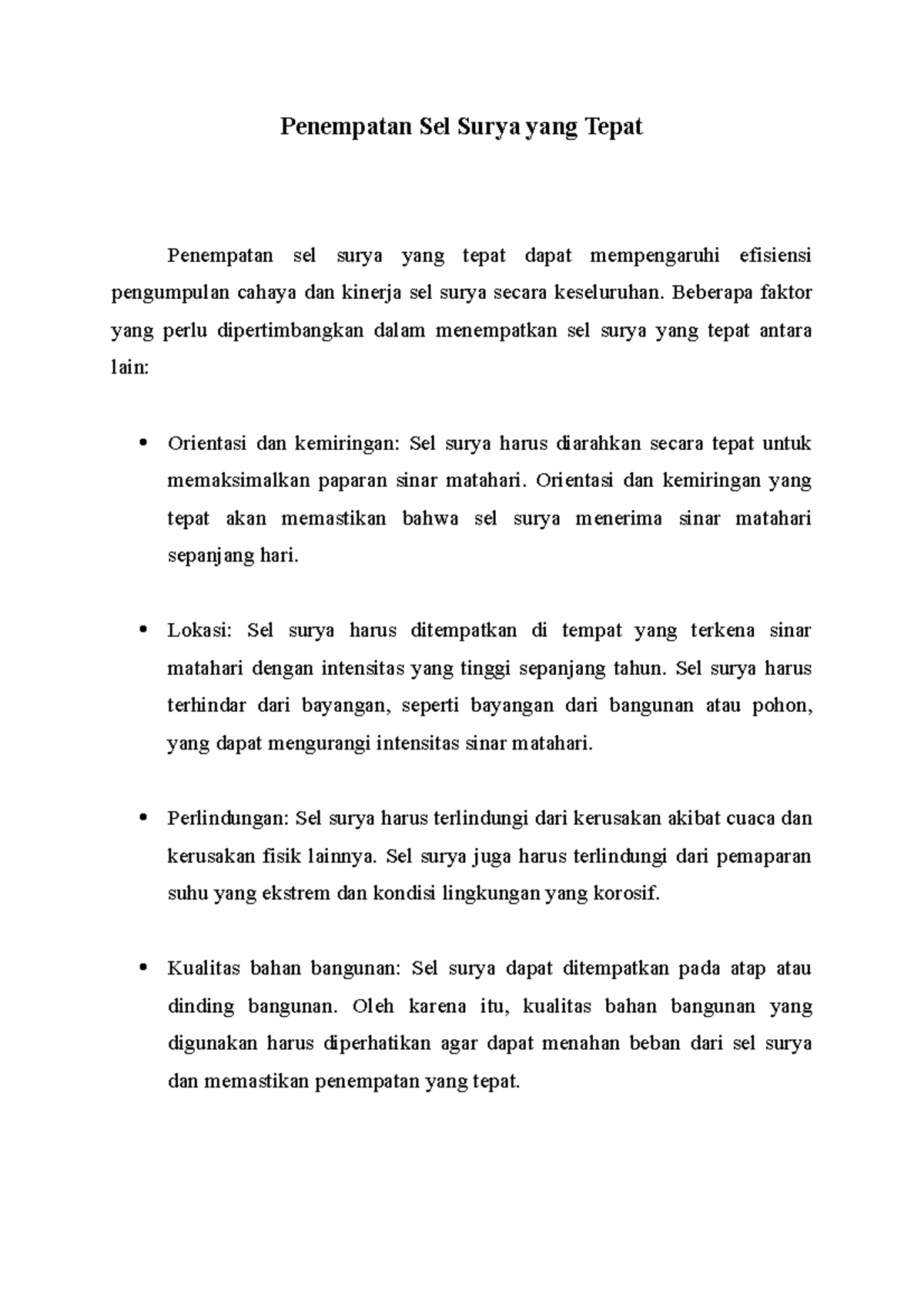 Penempatan Sel Surya yang Tepat - Penempatan Sel Surya yang Tepat ...