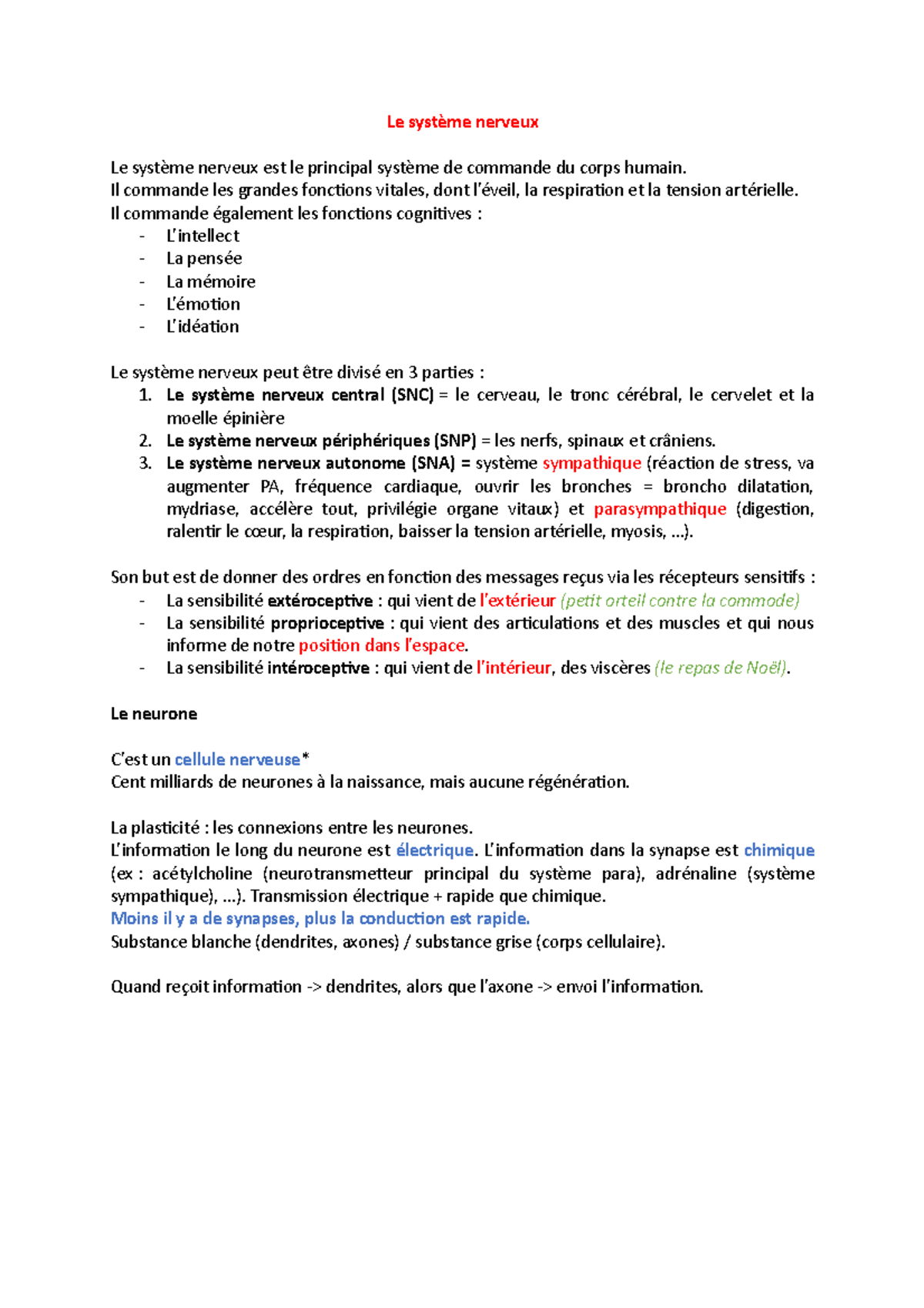 Le système nerveux - Le système nerveux Le système nerveux est le ...