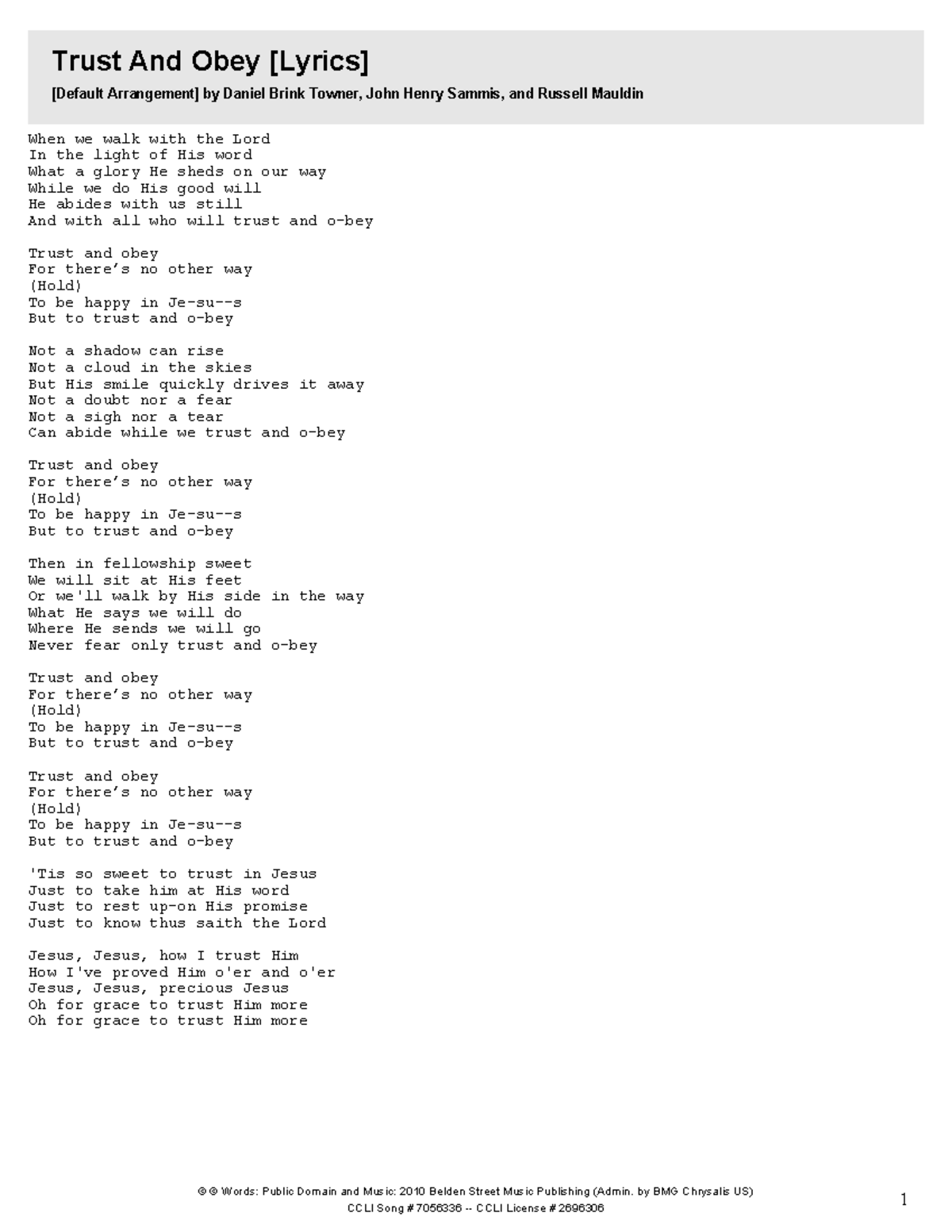 Trust And Obey - lyrics - song - Trust And Obey [Lyrics] [Default ...