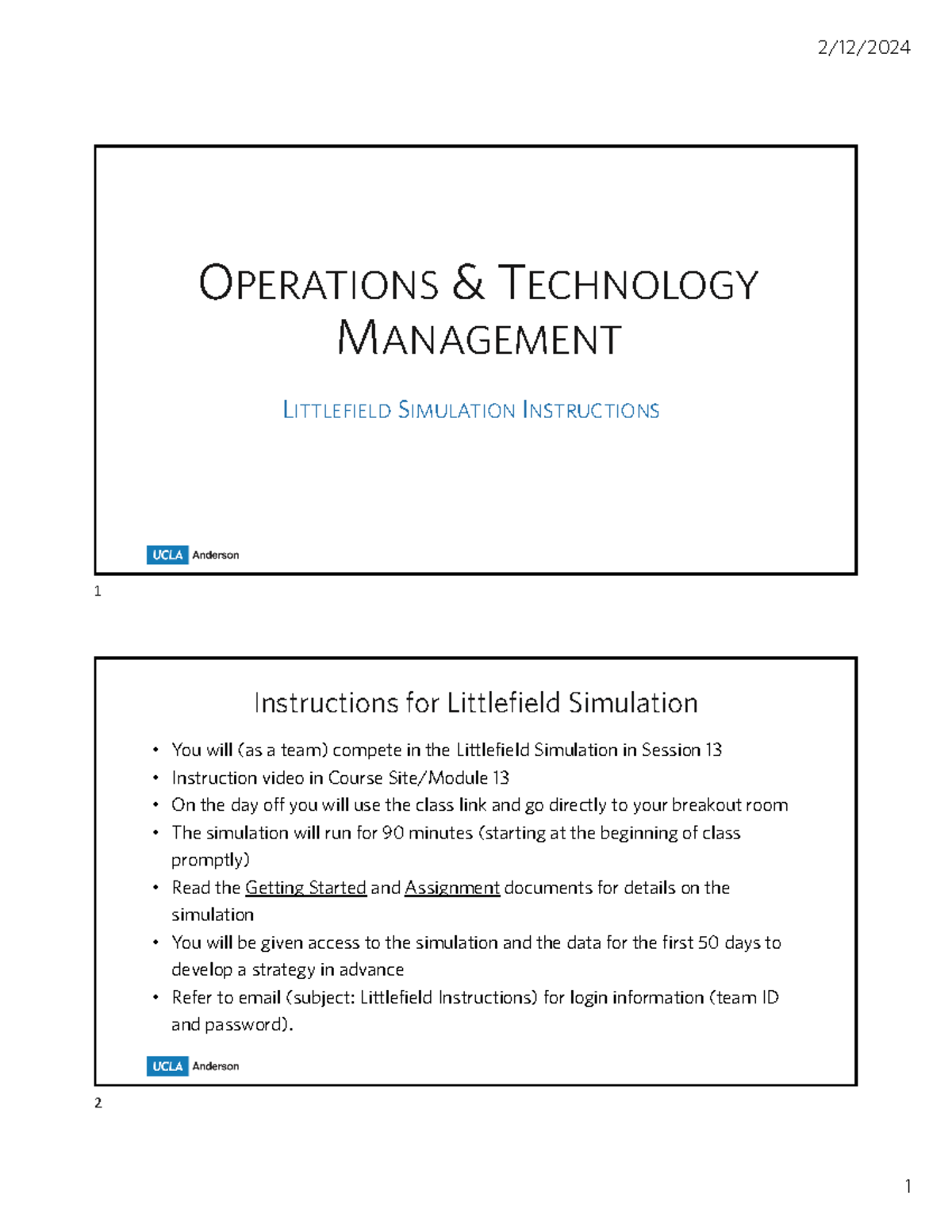 Littlefield Instructions - 1 2 Instructions for Littlefield Simulation ...